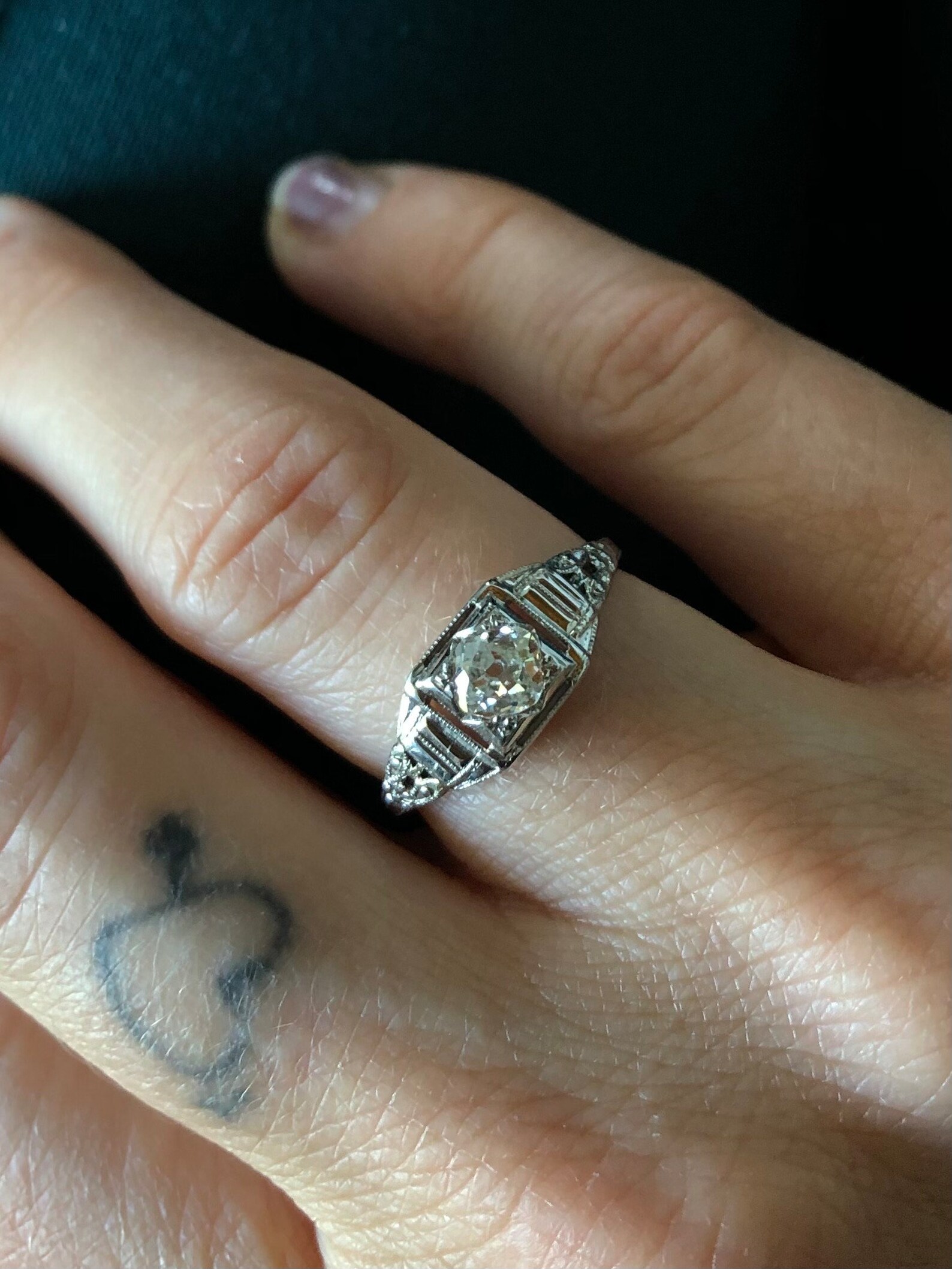 Vintage Natural Old Mine Cut Diamond Bluebird Ring With Filigree - Etsy