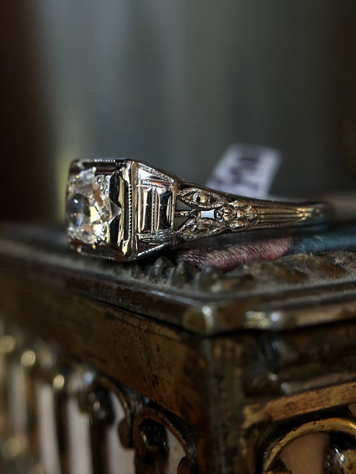 Vintage Natural Old Mine Cut Diamond Bluebird Ring With Filigree - Etsy