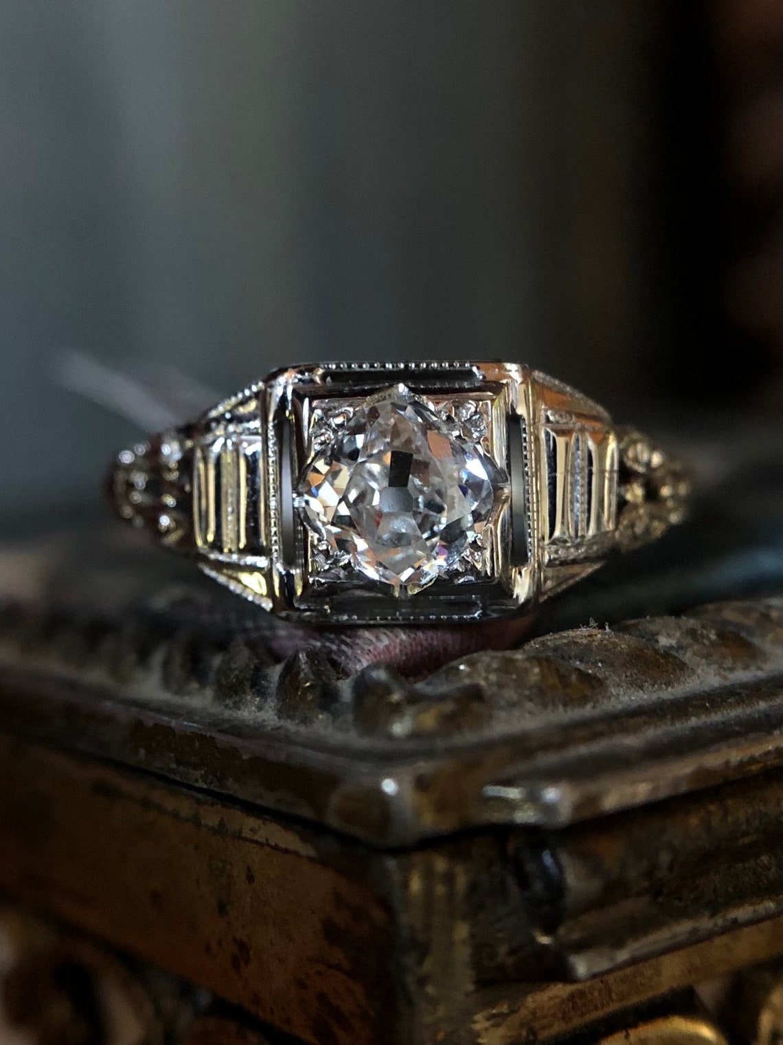 Vintage Natural Old Mine Cut Diamond Bluebird Ring With Filigree - Etsy