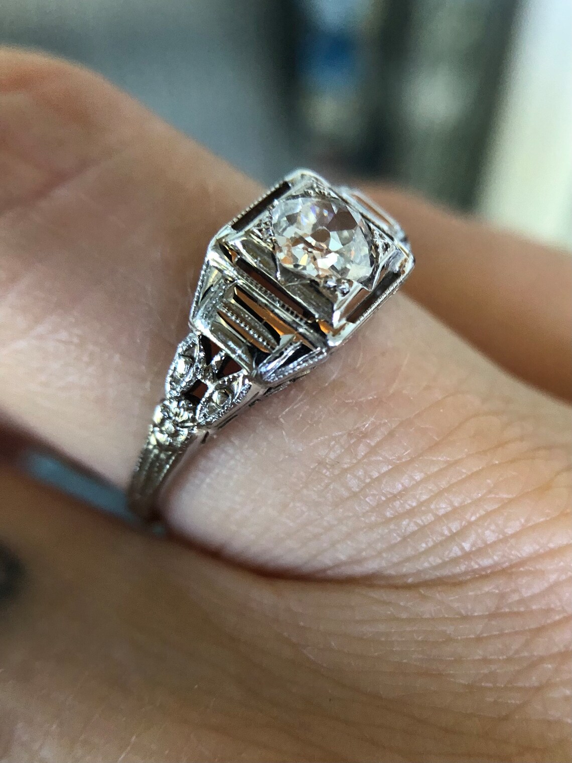 Vintage Natural Old Mine Cut Diamond Bluebird Ring With Filigree - Etsy
