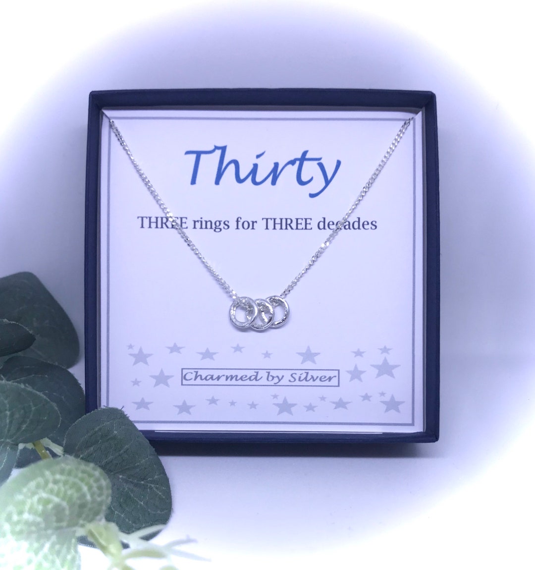 Sterling Silver Decades Birthday Ring Necklace - a Perfect Gift 30th ...