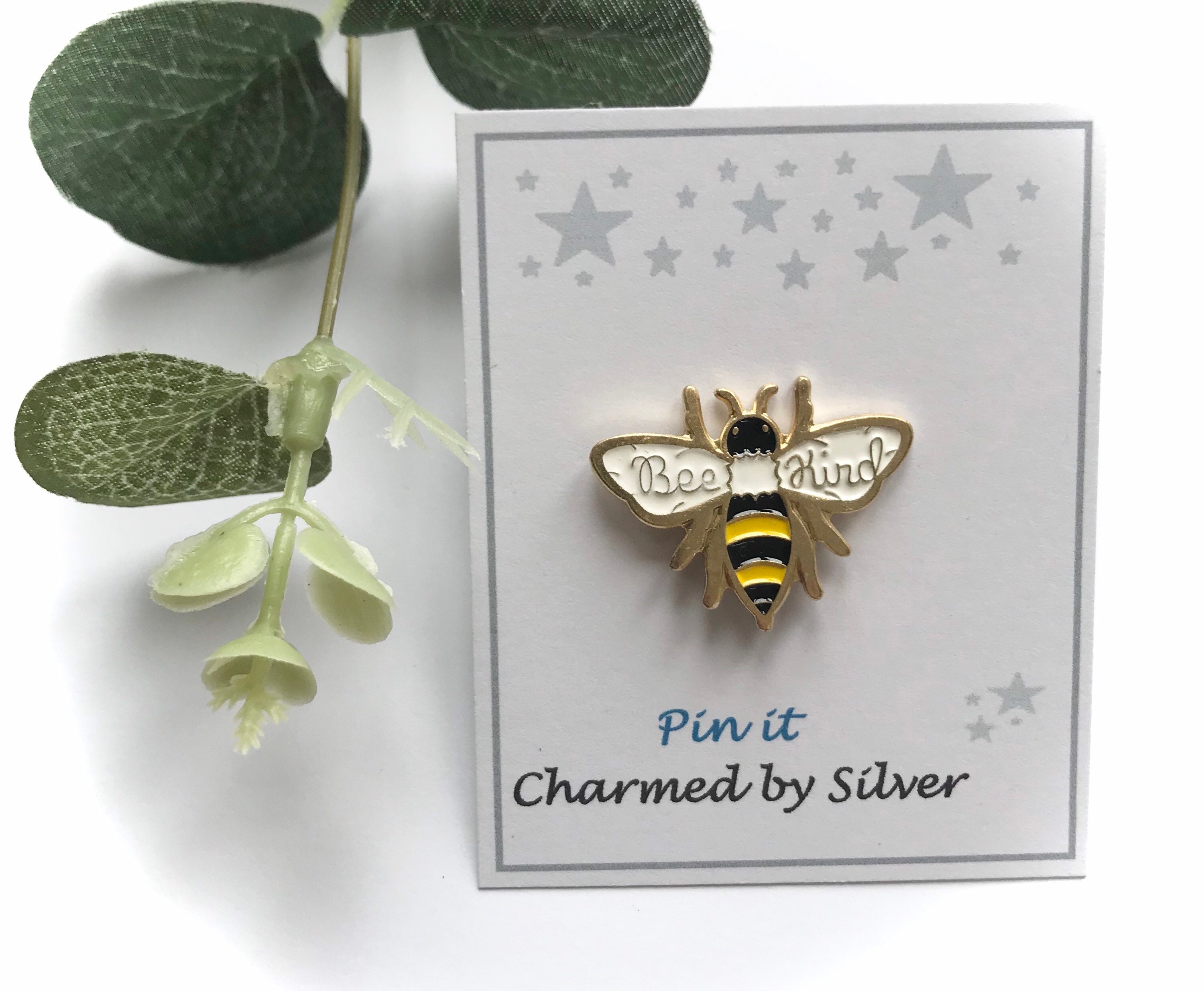 Motivational Bee Pin Enamel Badge Bee Kind - Etsy