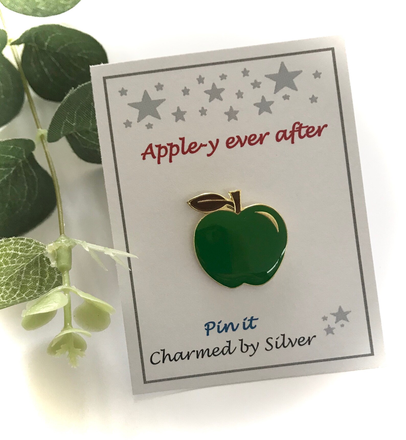 Gorgeous Green Apple Enamel Pin Badge Apple-y Ever After - Etsy