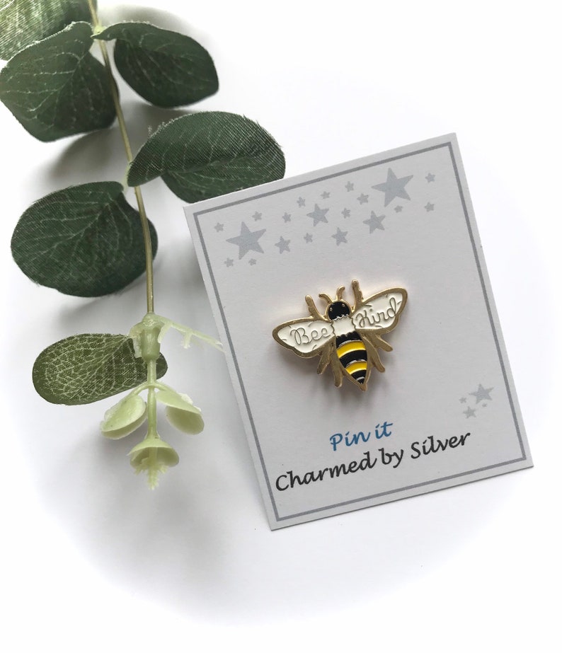 Motivational Bee Pin Enamel Badge Bee Kind - Etsy