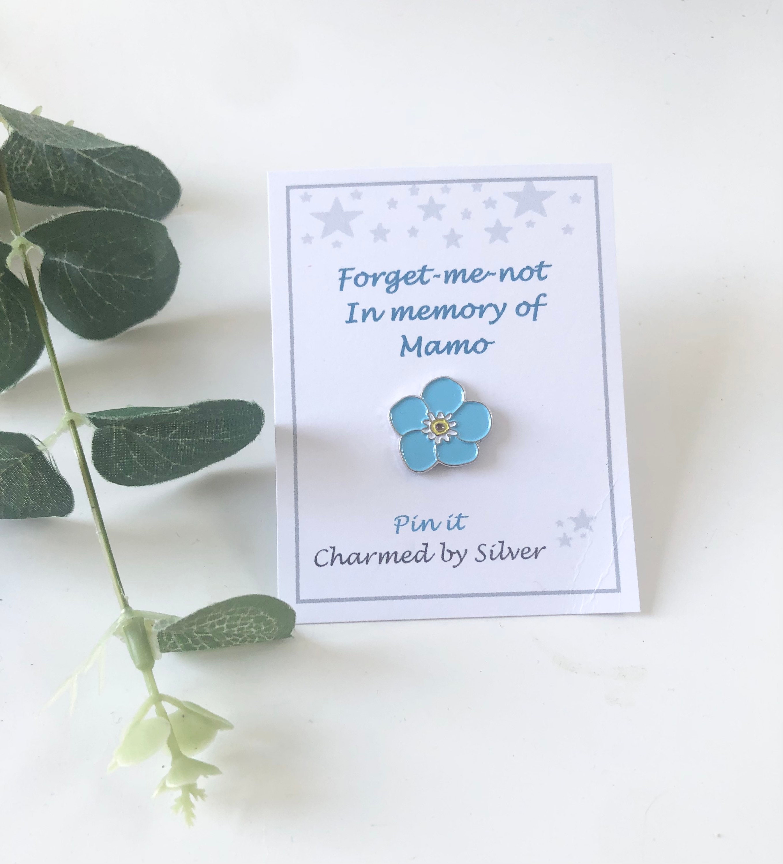 Beautiful Remembrance Forget-me-not Enamel Pin Badge - in Loving Memory ...