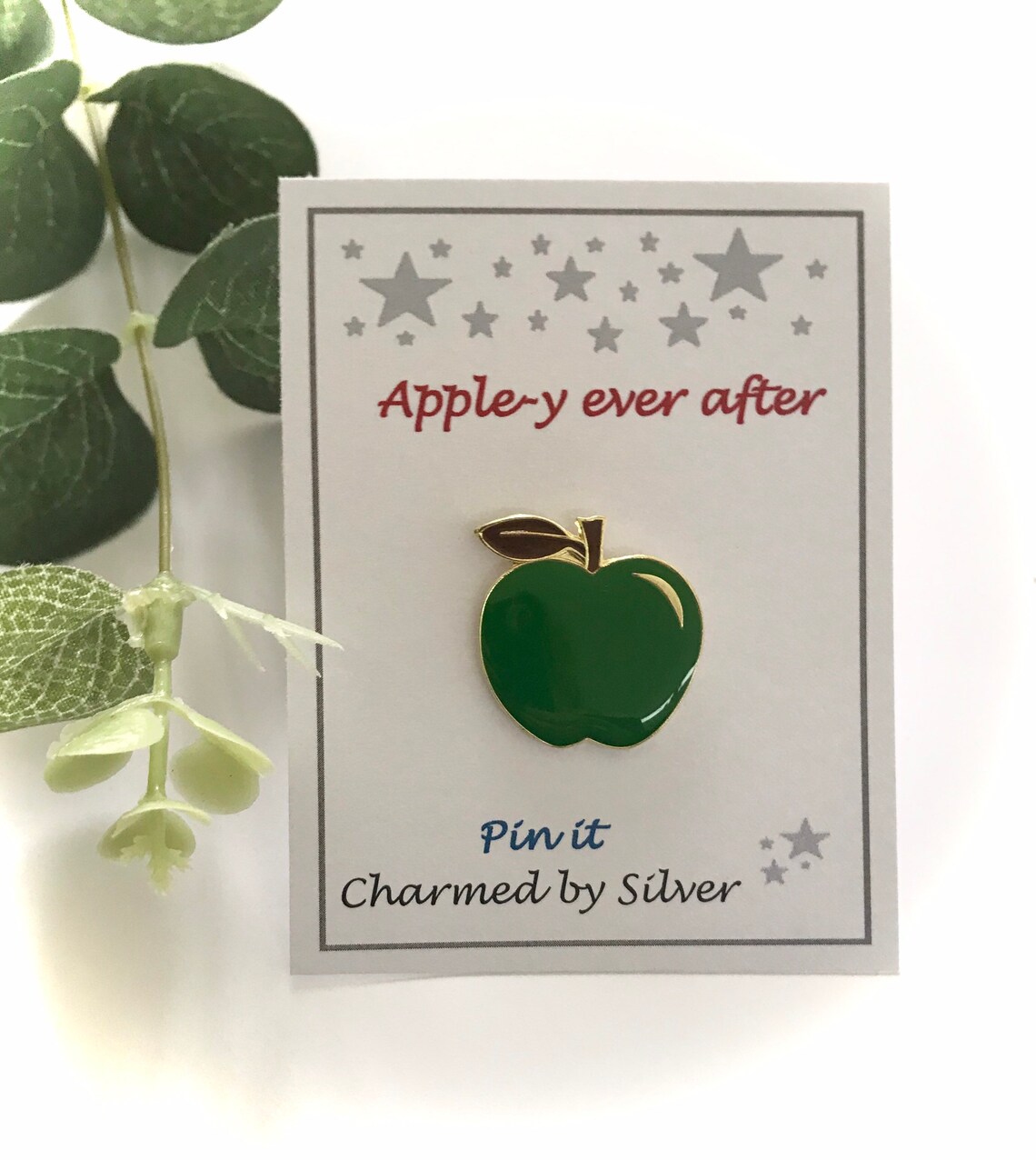 Gorgeous Green Apple Enamel Pin Badge Apple-y Ever After - Etsy
