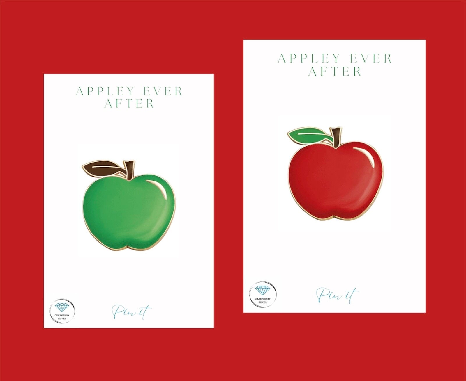 Gorgeous Red or Green Apple Enamel Pin Badge - Appley Ever After - Etsy