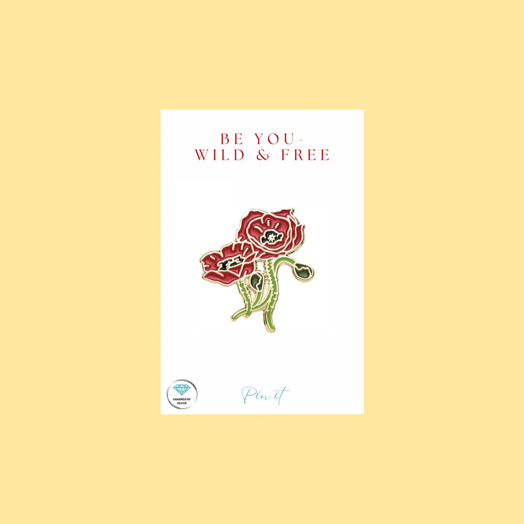 Gorgeous Red Wild Poppies Enamel Pin Badge - Be You Wild and Free - Etsy