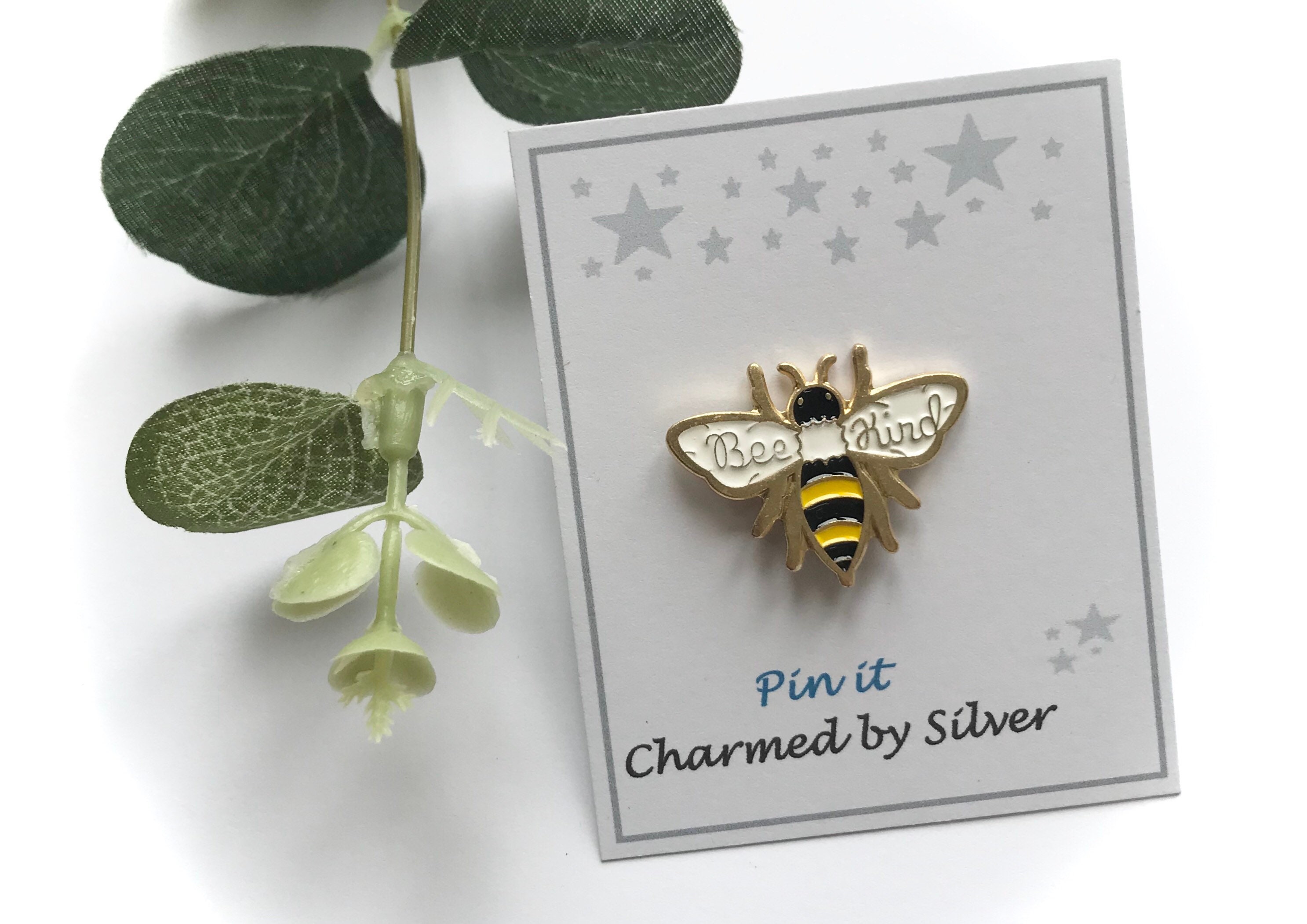 Motivational Bee Pin Enamel Badge Bee Kind - Etsy