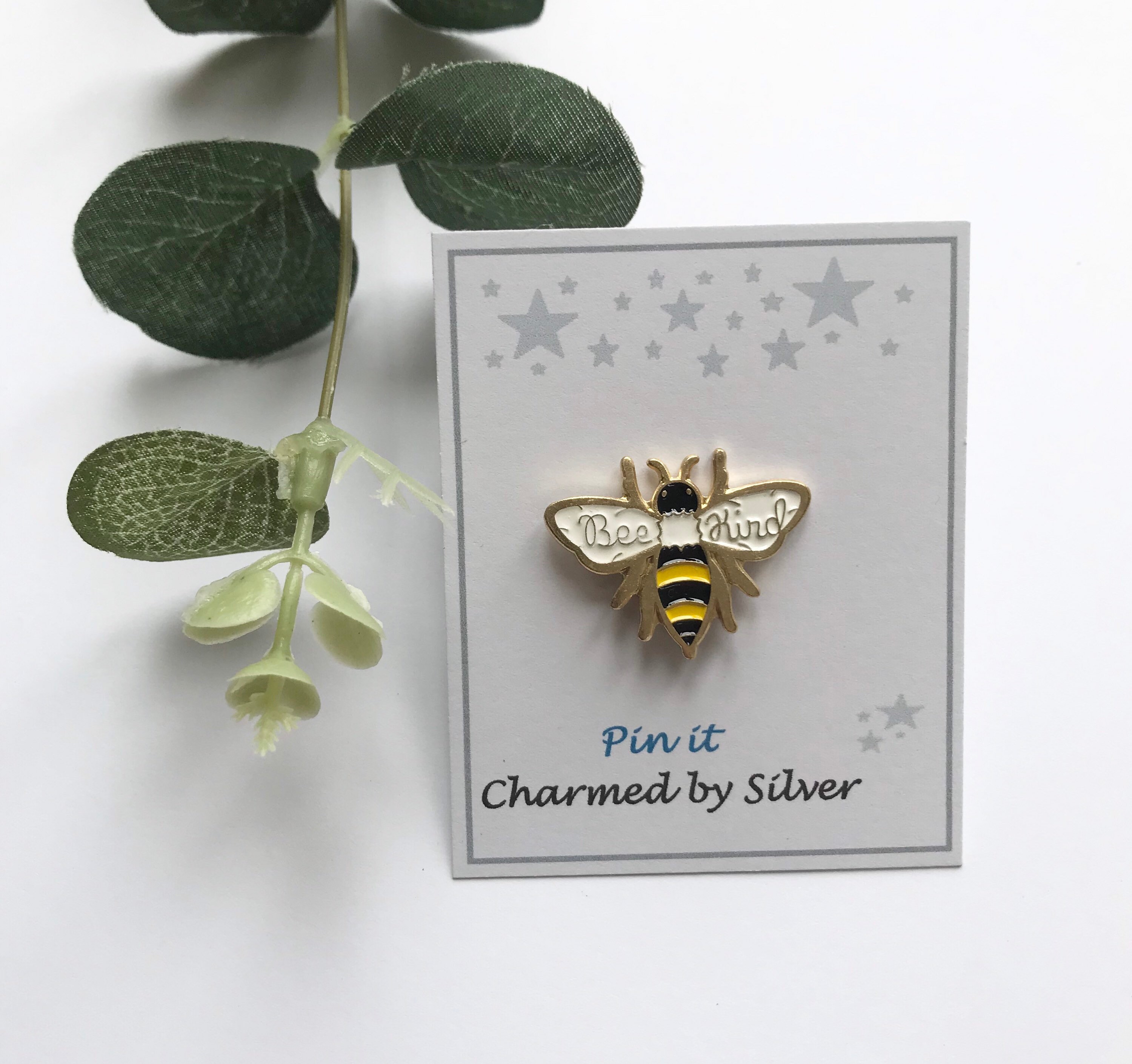 Motivational Bee Pin Enamel Badge Bee Kind - Etsy