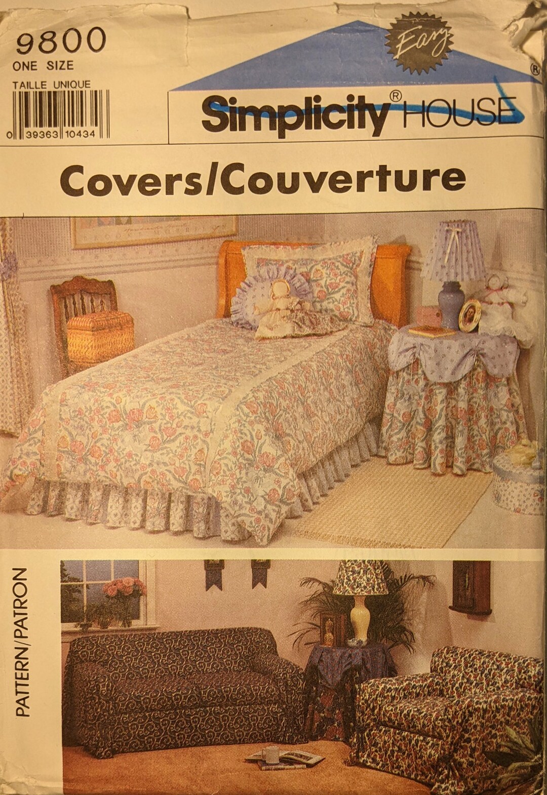 Uncut Simplicity House Pattern #9800 - Covers - Sofa, Chair, Dust ...