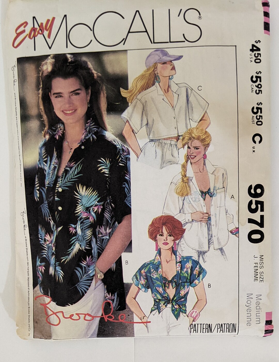 Cut Easy Mccall's Pattern #9570 by Brooke Shields - Misses Shirt and ...