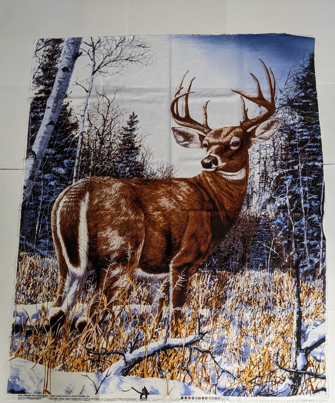 Cotton Fabric Panel - 43 X 36 - "winter Buck" - Frame It, Stuff It ...