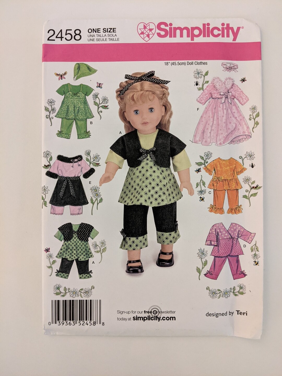 Uncut Simplicity Pattern #2458 - 18" Doll Clothes - Sundress, Top ...