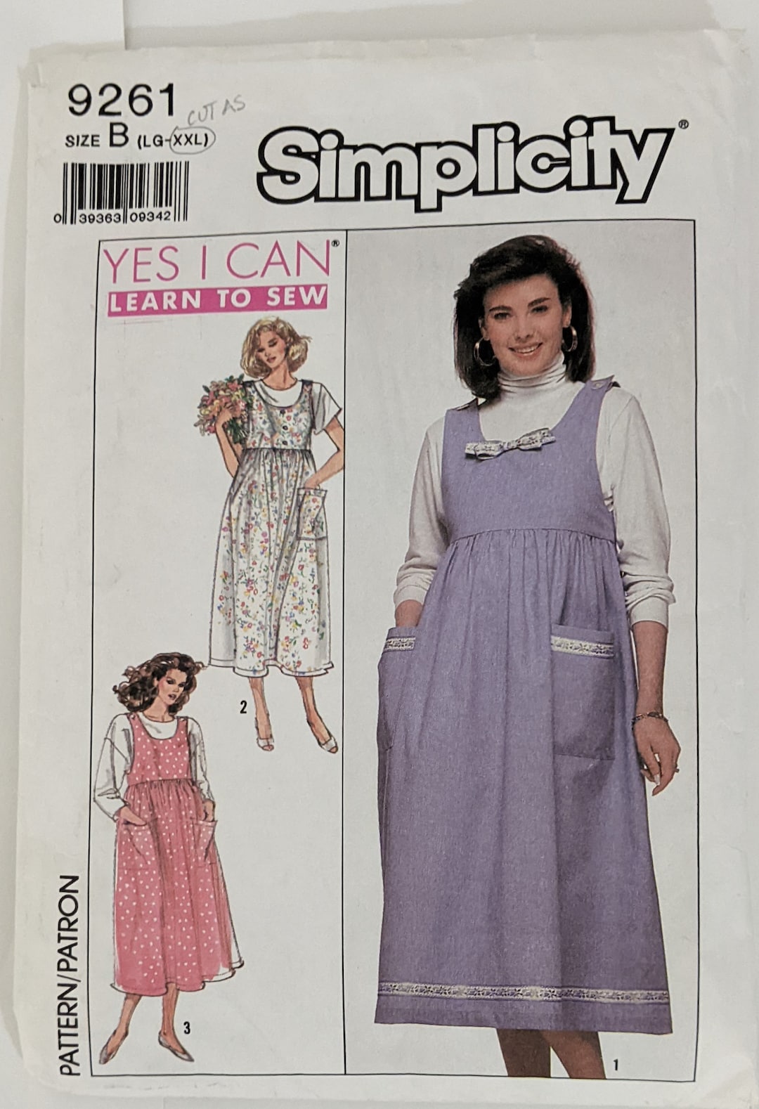 Cut Simplicity Pattern 9261 Yes I Can Learn to Sew Maternity Pullover ...