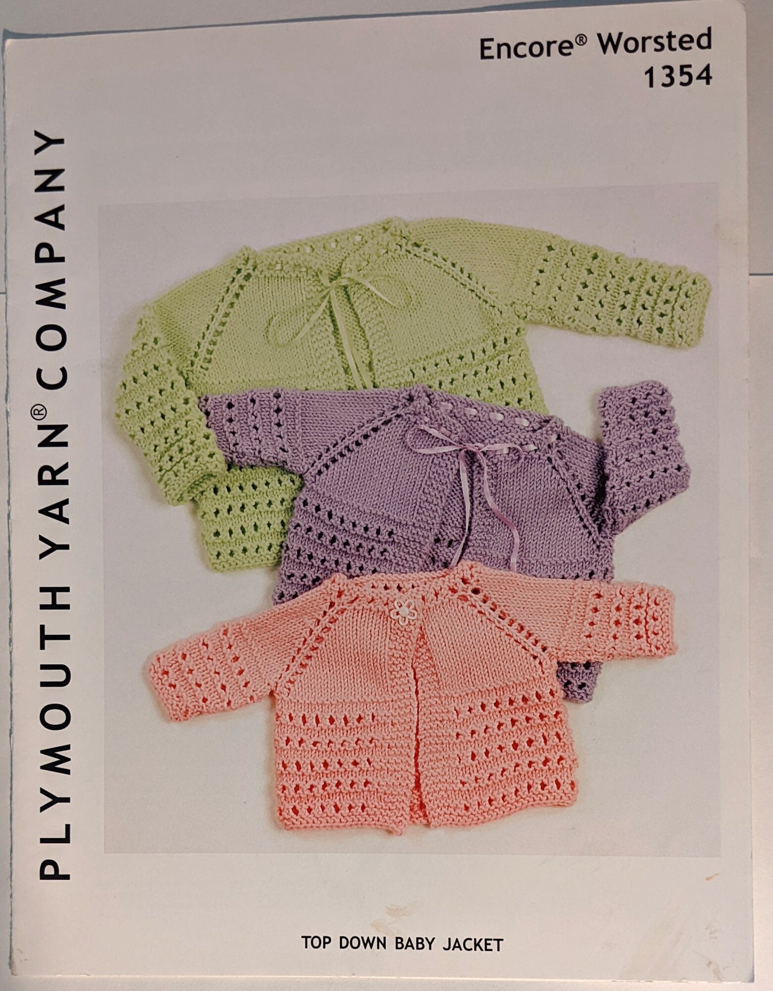 Plymouth Yarn Company Encore Worsted Pattern 1354 Top Down Baby Jacket ...
