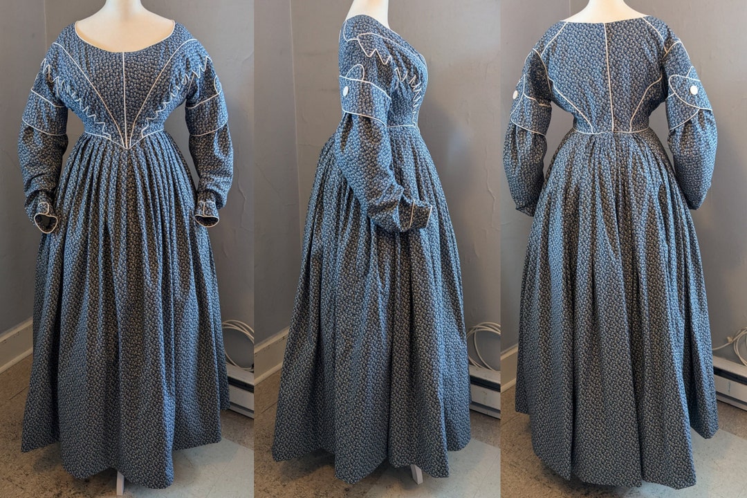 Early Victorian (1837-1841) Morning Dress, Cotton Print - Etsy