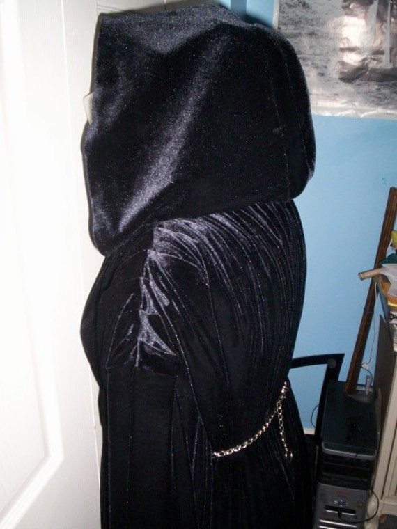 Midnight Black/blue Velvet Cloak robe | Etsy