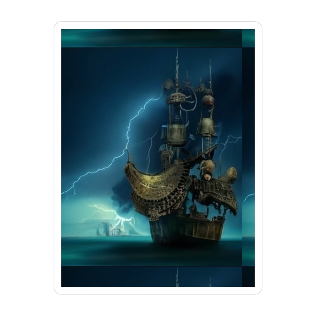 Steam Punk Pirate Ship on Night Sea Decal - Etsy