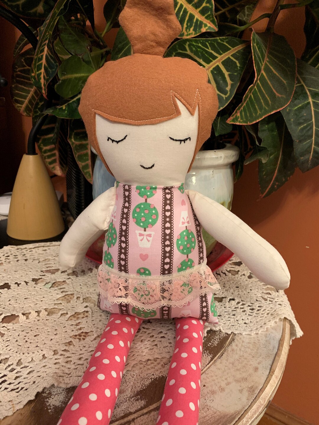 Cute Pink Heart Girl Plushie Doll - Etsy