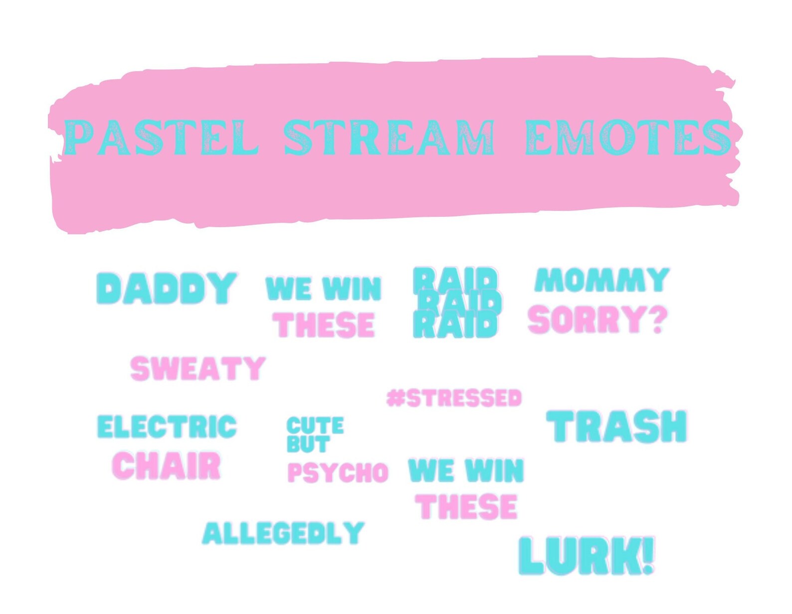 Pastel Teal & Pink Twitch Chat Emotes - Etsy