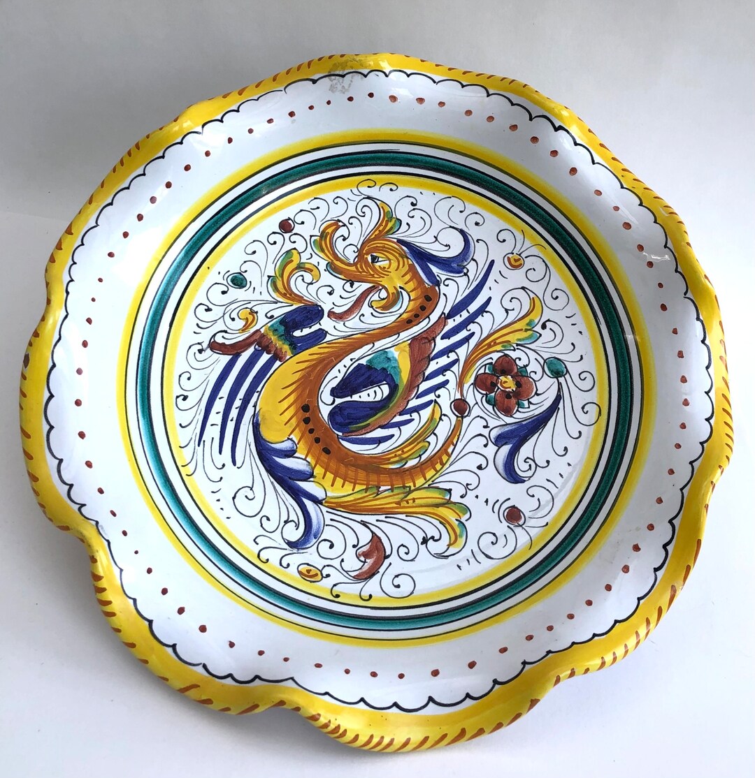 Deruta Raffaellesco Fluted Rim Hand Painted Serving Dish, Fruit Bowl ...