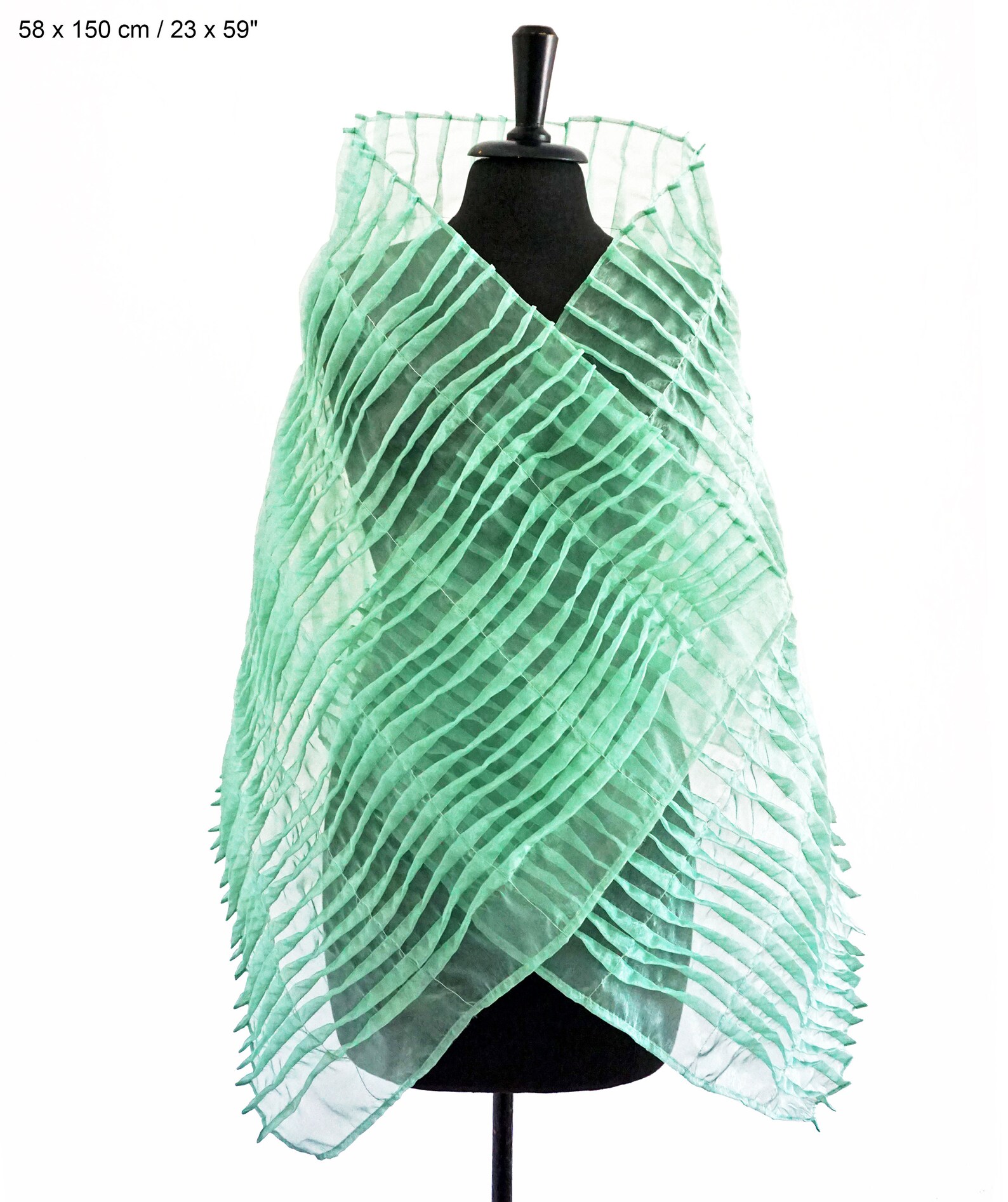 ORGANZA TUCK SCARF Pleated Shawl, Green Translucent - Etsy