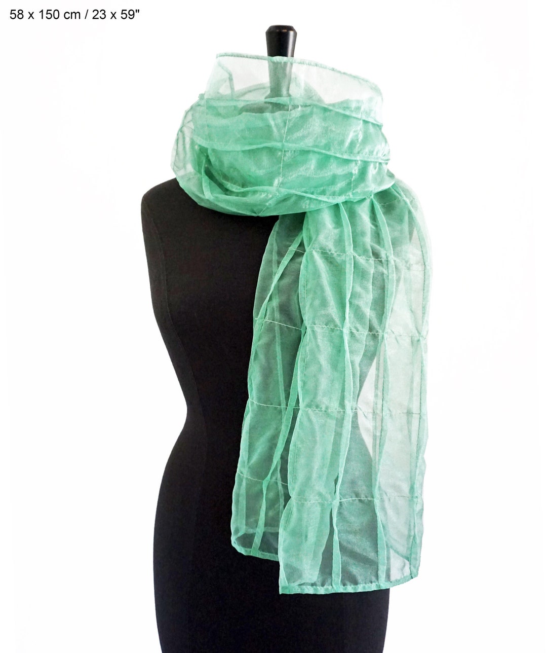 ORGANZA TUCK SCARF Pleated Shawl, Green Translucent - Etsy