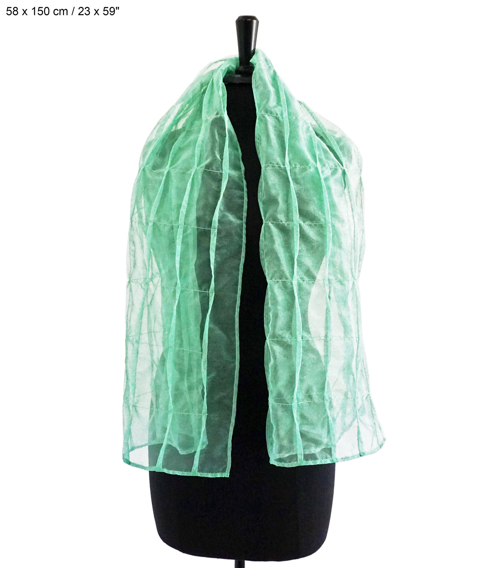 ORGANZA TUCK SCARF Pleated Shawl, Green Translucent - Etsy