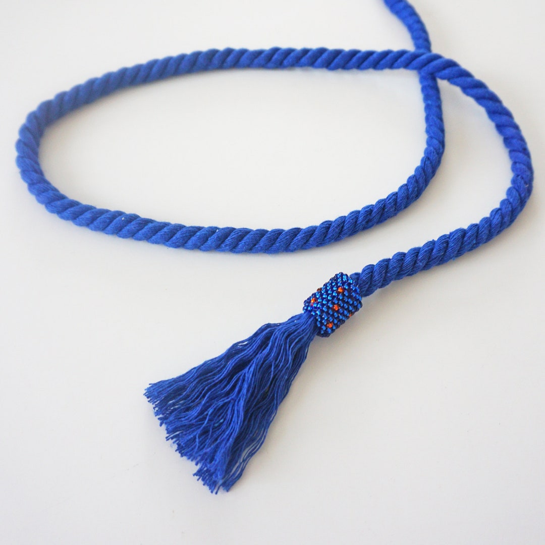 COTTON ROPE BELT With Hand-embroidered Tassels in Various Colors - Etsy