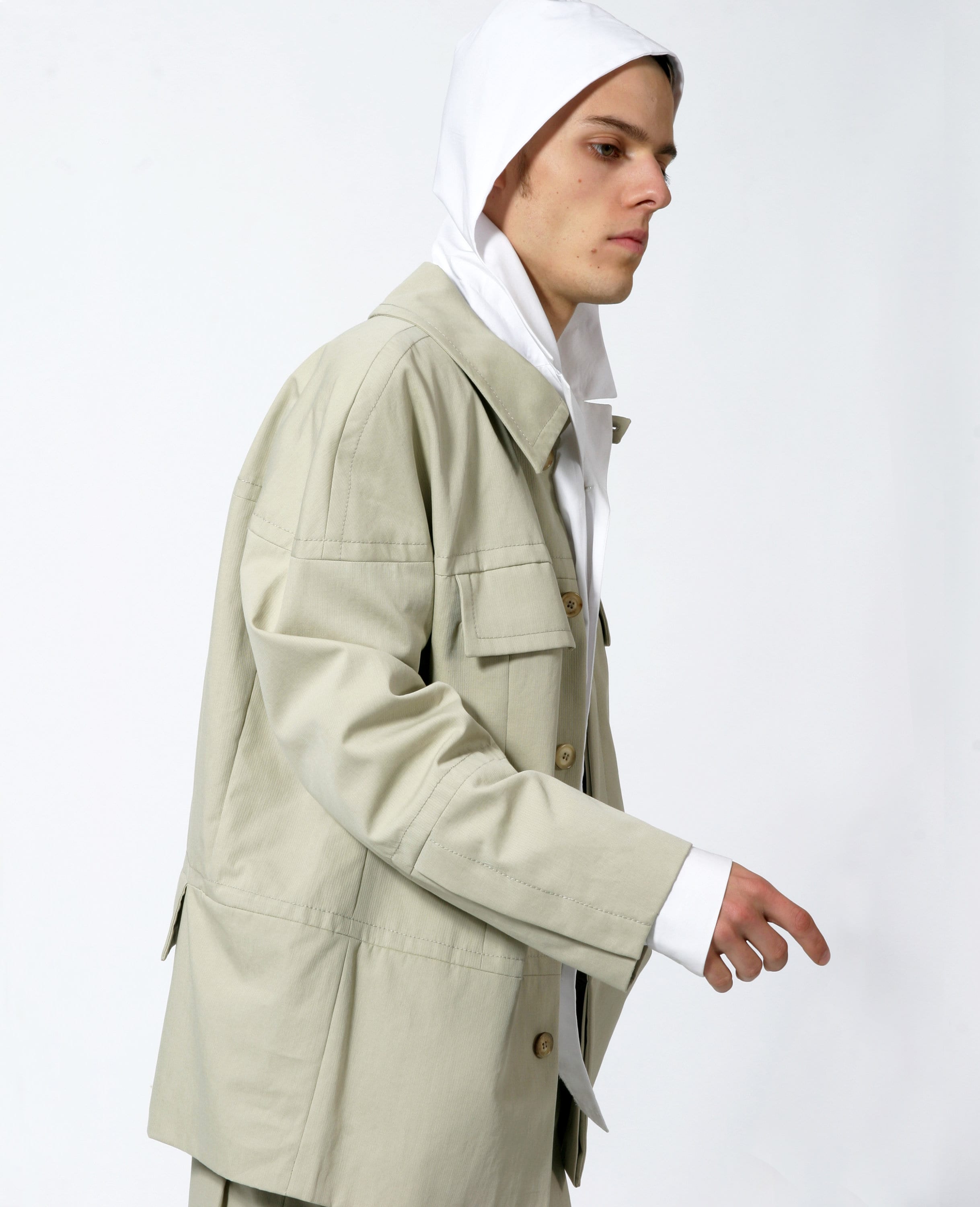 MEN JACKET with overlapping shoulders, concealed closure