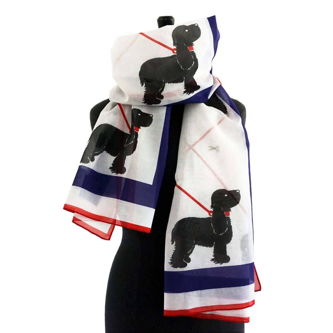 SCARF "black Dog" Cotton and Silk, Shawl With Dogs, Gift for Dog Lovers ...