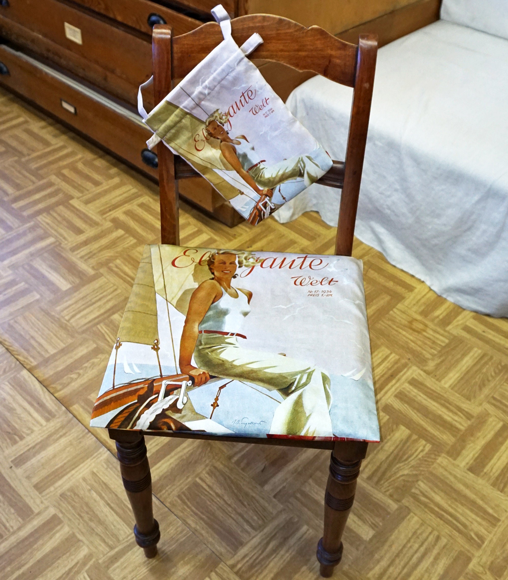 ART DECO Pillow Case Organic Cotton With 2 Motifs, Seafaring Sailor - Etsy