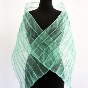 ORGANZA TUCK SCARF pleated shawl green translucent | Etsy