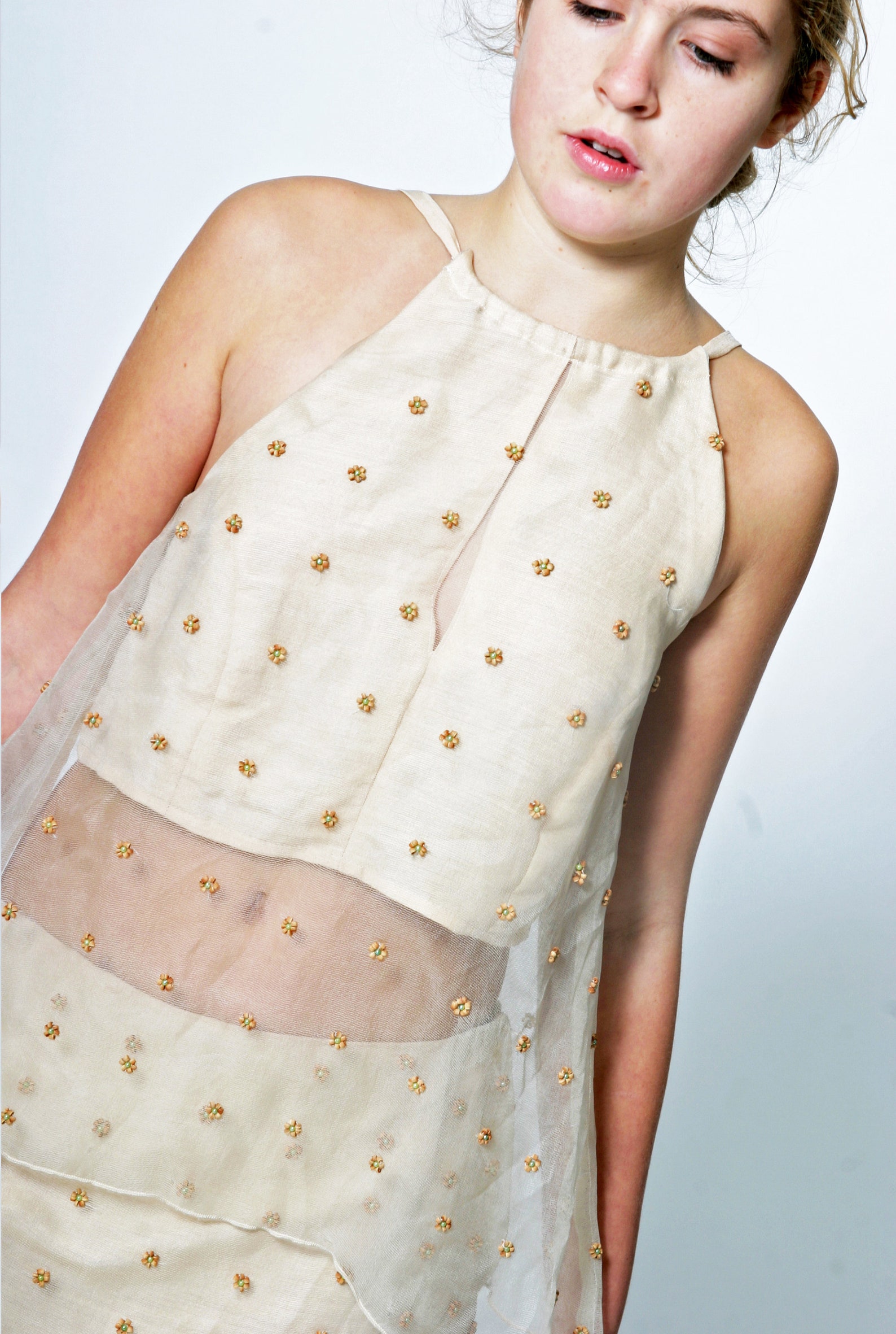 WOMEN BEADS-TOP Embroidered Transparent Silk Linen Hemp Lace Wedding - Etsy