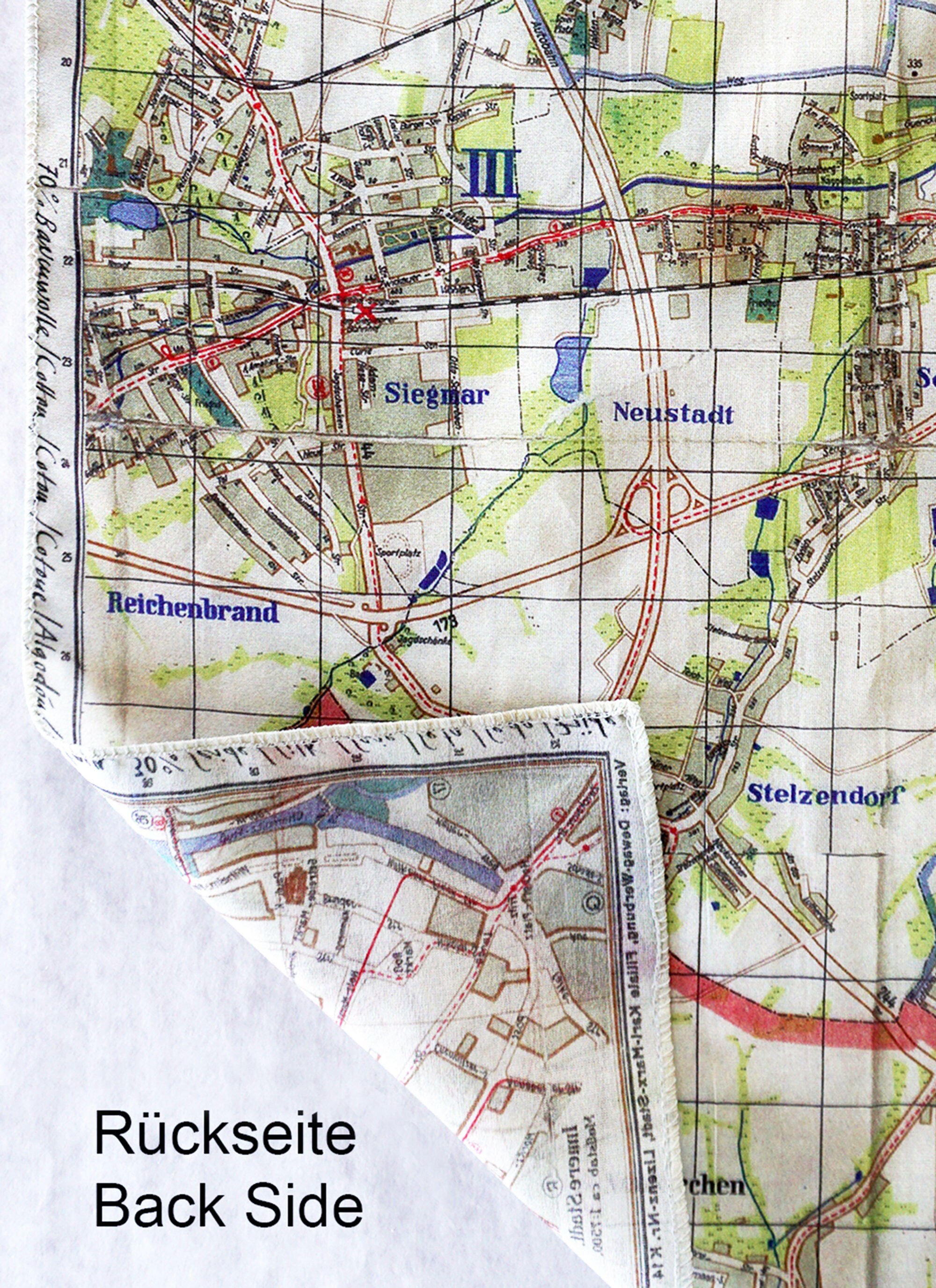 KARL-MARX-STADT Map Scarf, cotton and silk, 1960 years