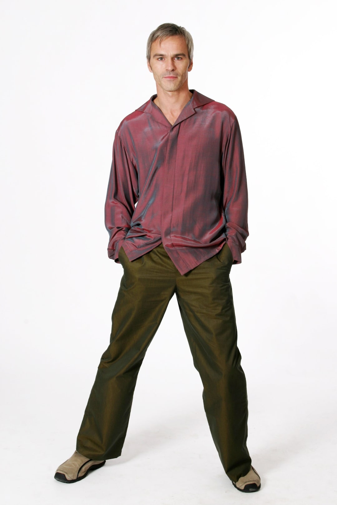 IRIDESCENT MEN TROUSERS With Piping Khaki Gold - Etsy