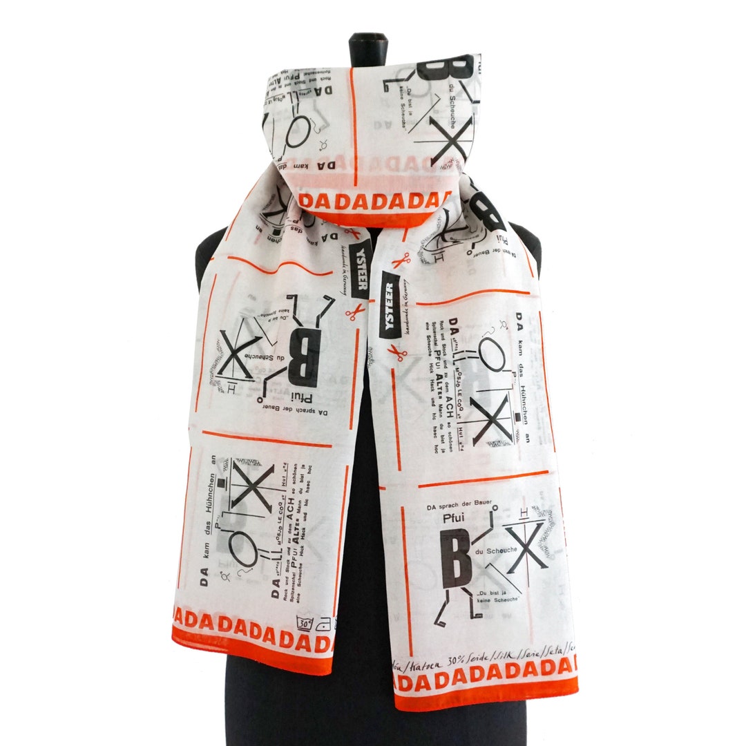 DADAISM SCARVES of Organic Cotton and Silk in White Red Black - Etsy UK