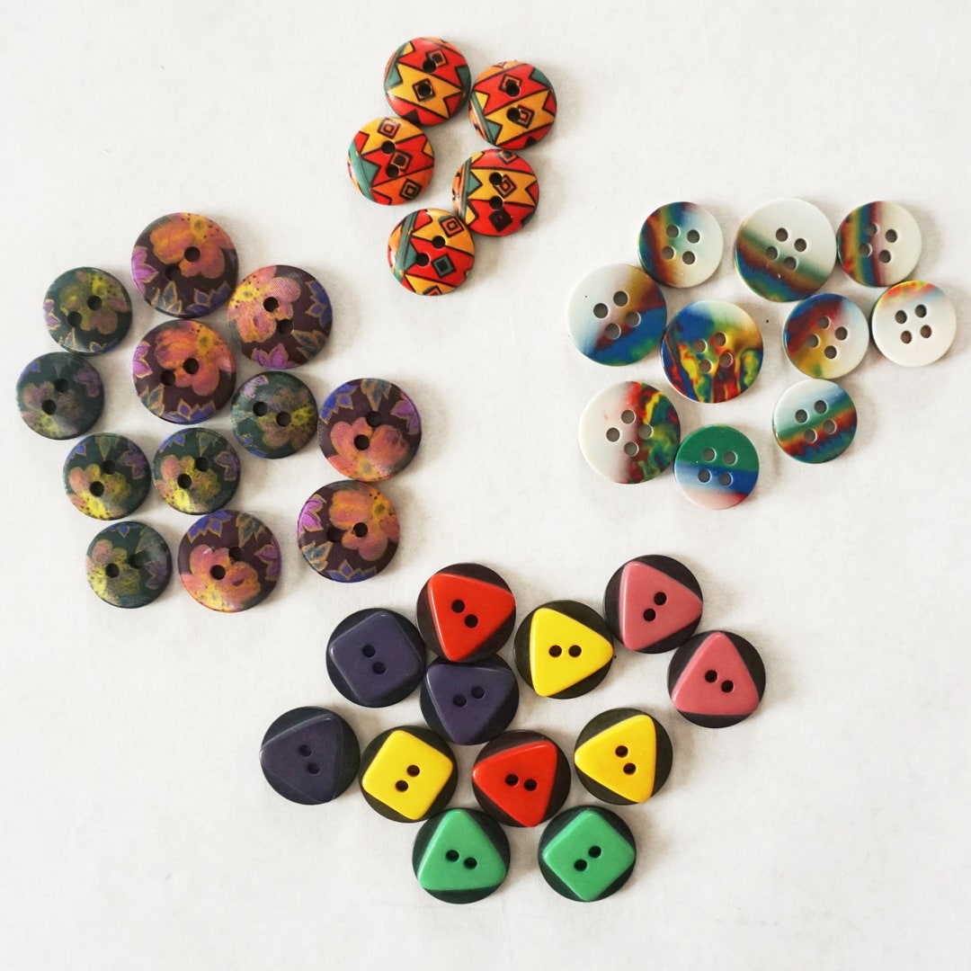 COLORFUL BUTTONS of the 1980s Children's Buttons Blouse Buttons 2-hole ...