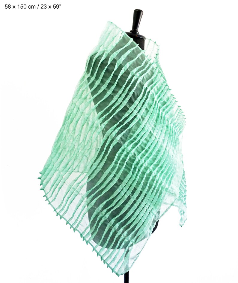 ORGANZA TUCK SCARF Pleated Shawl, Green Translucent - Etsy
