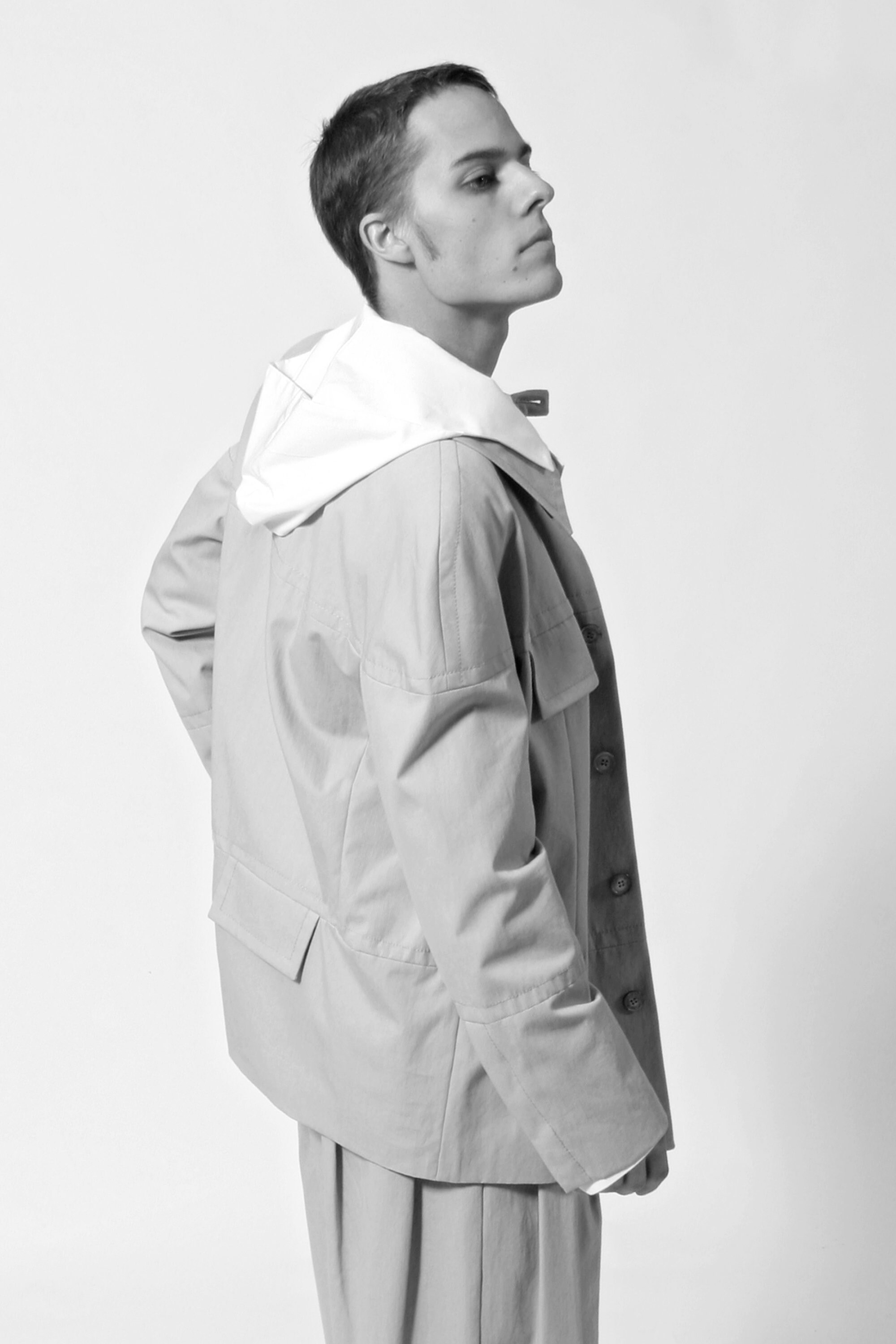 JACKET with overlapping shoulders, concealed closure