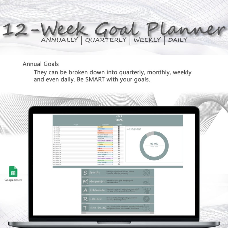 Easy to Use 12 Week Goal Planner | Daily, Weekly, Quarterly, Monthly ...