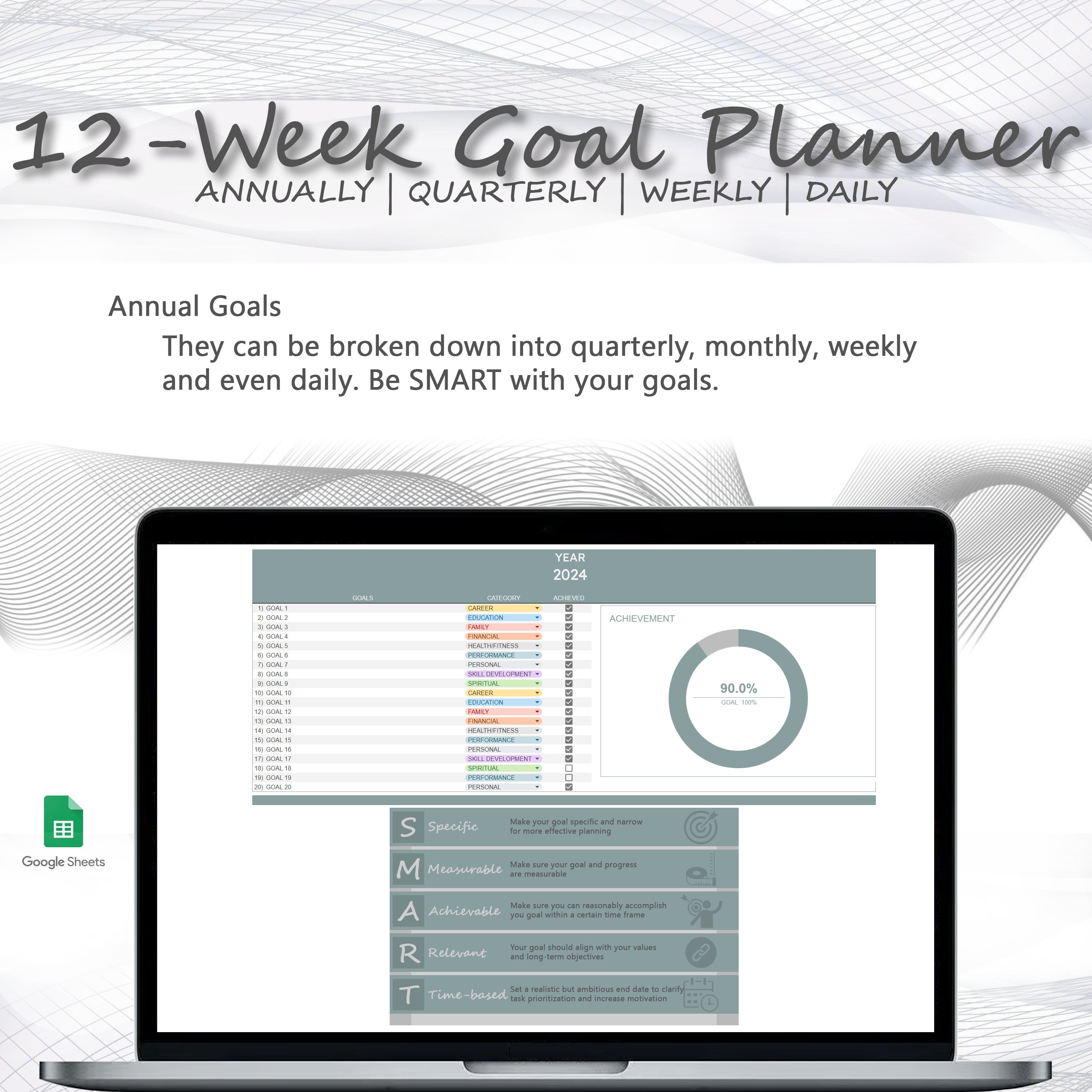 Easy to Use 12 Week Goal Planner | Daily, Weekly, Quarterly, Monthly ...