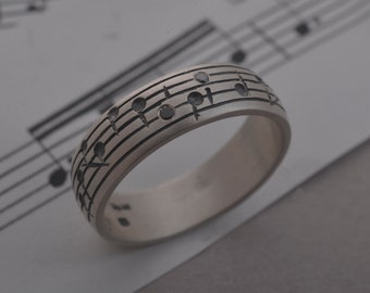 Sterling Silver Music Note Ring Music Ring Mens Ring Note | Etsy