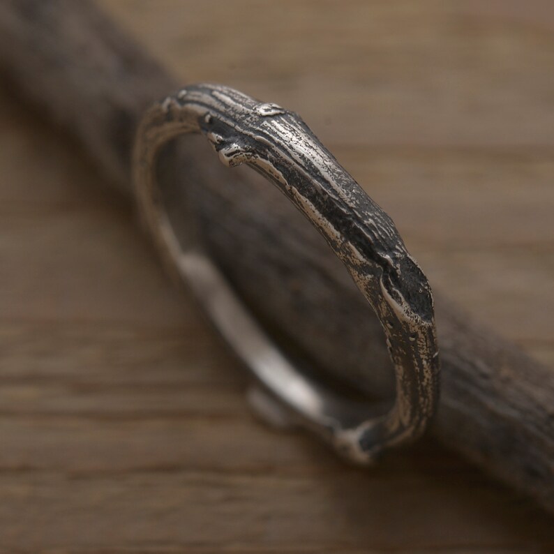 Tree Bark Ring, Sterling Silver Nature Lover Band, Free Inside ...