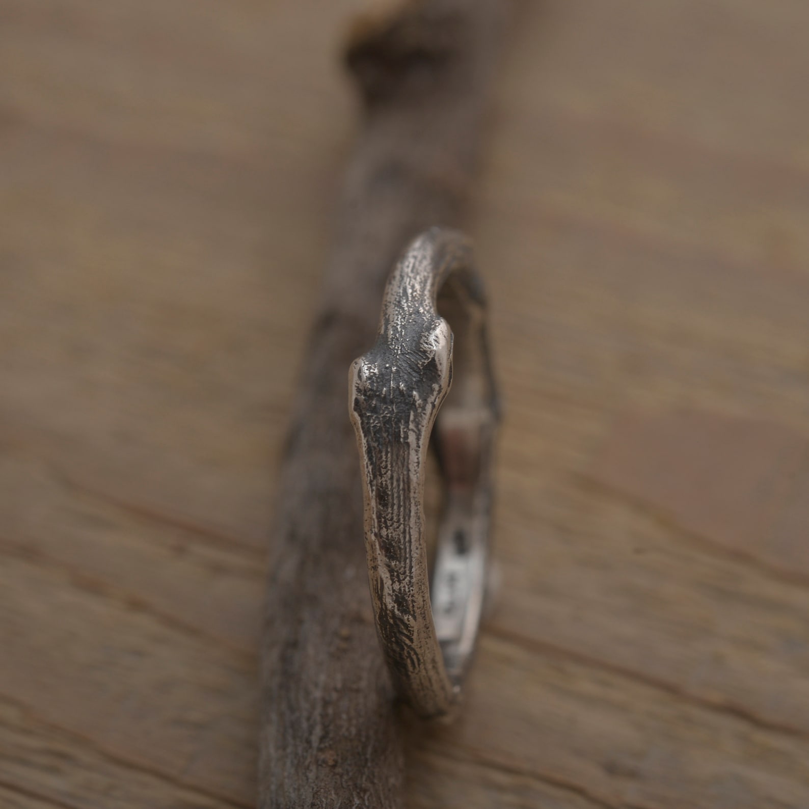 Tree Bark Ring, Sterling Silver Nature Lover Band, Free Inside ...