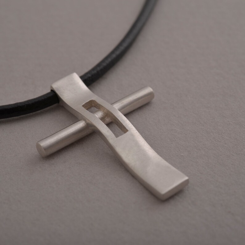 Modern Cross Necklace Sterling Silver Cross for Men - Etsy