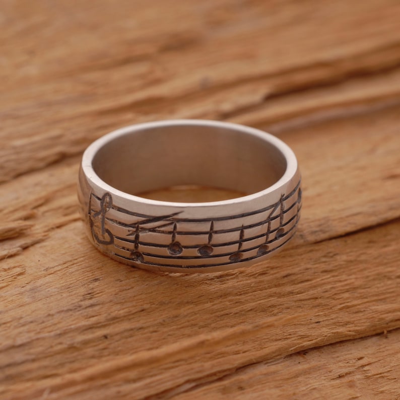 Sterling Silver Music Note Ring Music Ring Mens Ring Note - Etsy