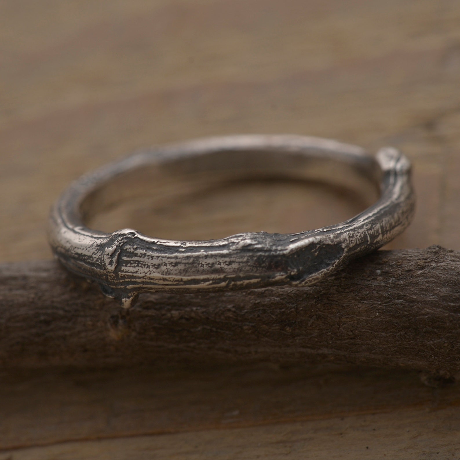 Tree Bark Ring Sterling Silver Nature Lover Band Free Inside - Etsy