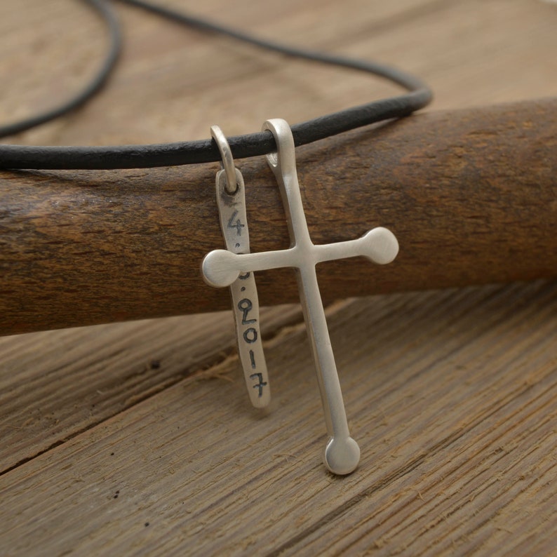 Sterling Silver Baptism Date Cross, Personalized Cross, Confirmation ...